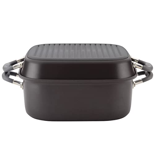 Anolon Advanced Hard Anodized Nonstick Grill Pan / Griddle and Roaster - 11 Inch, Gray