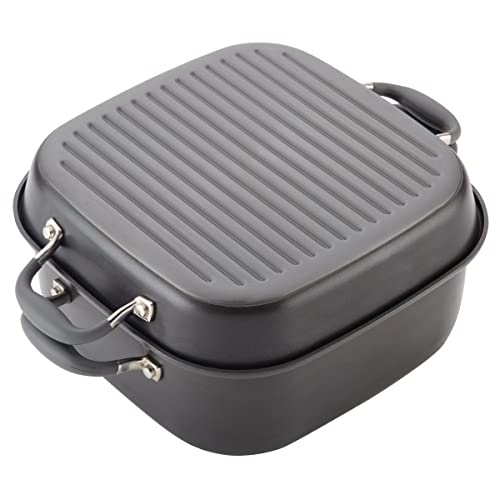 Anolon Advanced Hard Anodized Nonstick Grill Pan / Griddle and Roaster - 11 Inch, Gray