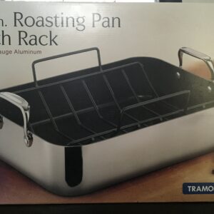 Tramontina 16-Inch Heavy Guaged Polished Aluminum Roasting Pan with Removable Rack