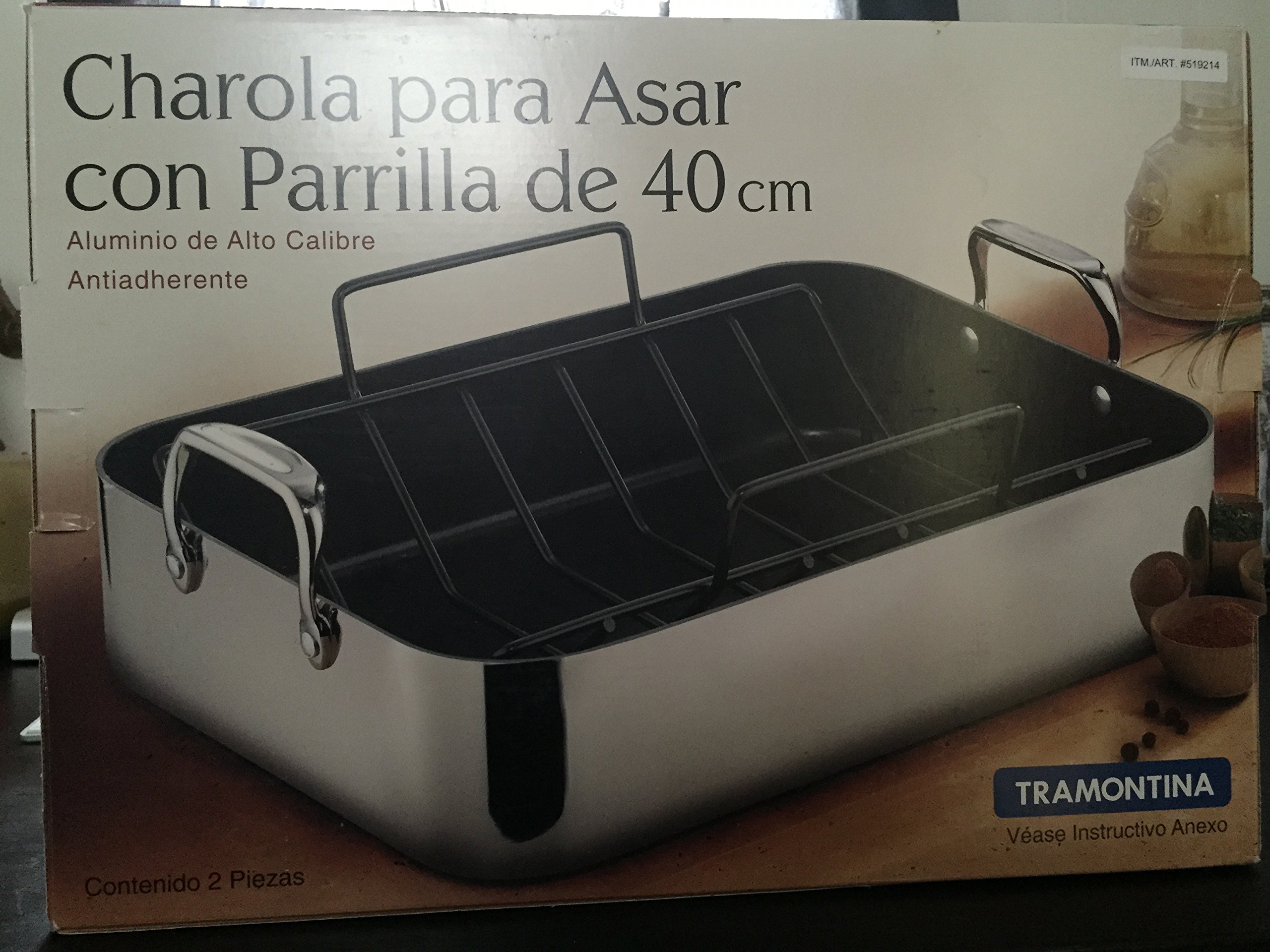 Tramontina 16-Inch Heavy Guaged Polished Aluminum Roasting Pan with Removable Rack