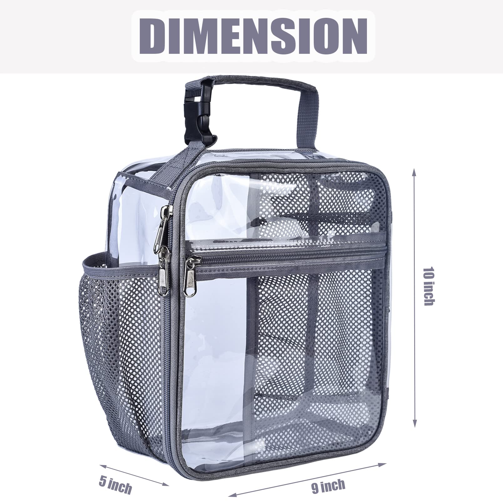 Oraben Stadium Approved Clear lunch Bag, Multi-Purpose Lunch Bag Reusable Clear Lunch Box/Clear Tote Bag Stadium Approved for Work,School,Picnic,Security Check(Small)