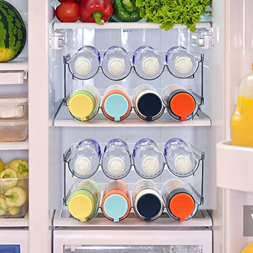 Water Bottle Organizer, 4 Packs Stackable Plastic Water Bottle Cup Holder, Wine/Drink/Water Bottle Storage Stand for Kitchen Countertop, Cabinet, Freezer, Pantry, Office, Total Holds 16 Containers