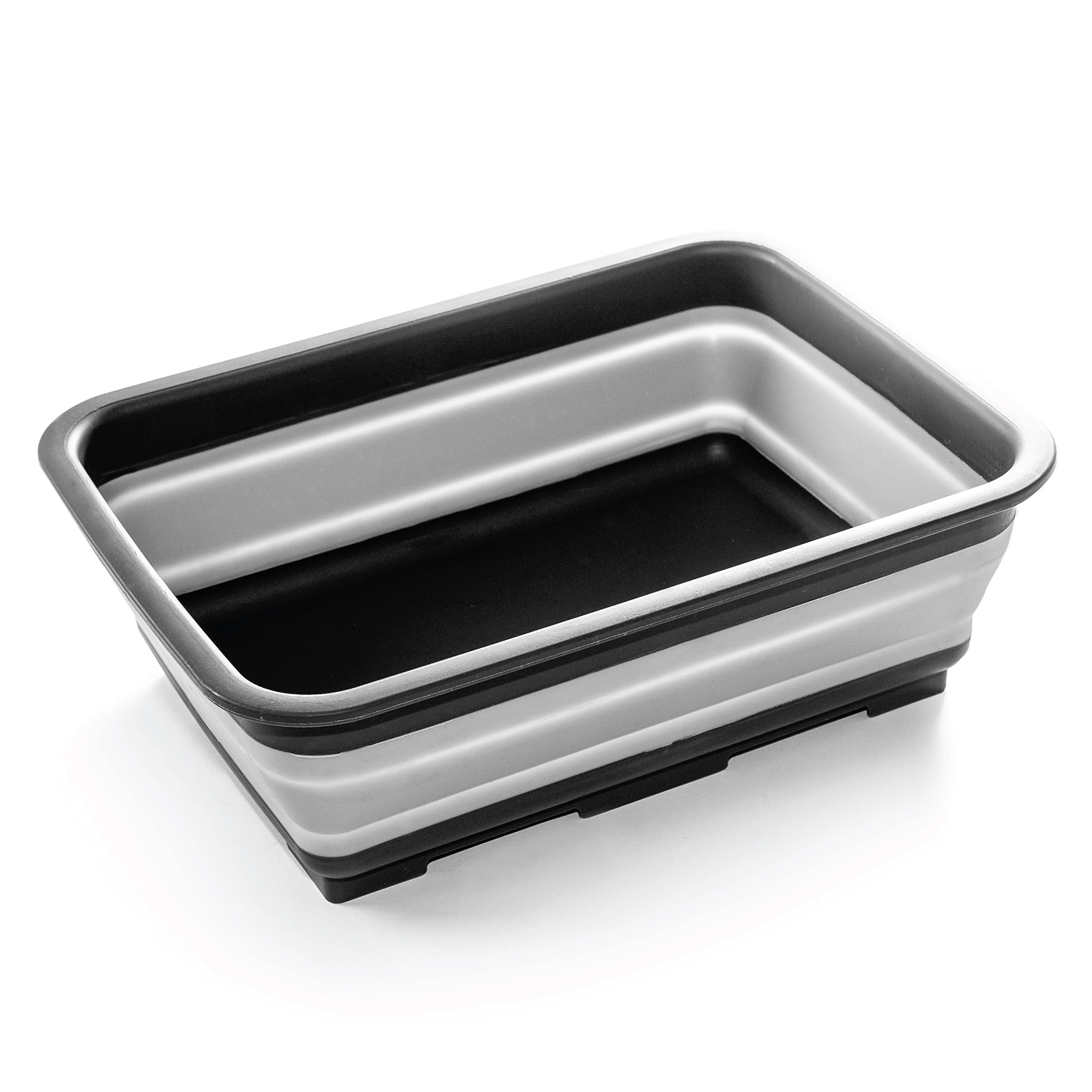 BINO Collapsible Wash Basin - Grey | Portable Dish Tub | Kitchen | Camping | Sink | Home Essentials | Baby Travel | Folding Dish Pan for Maximum Space Saving