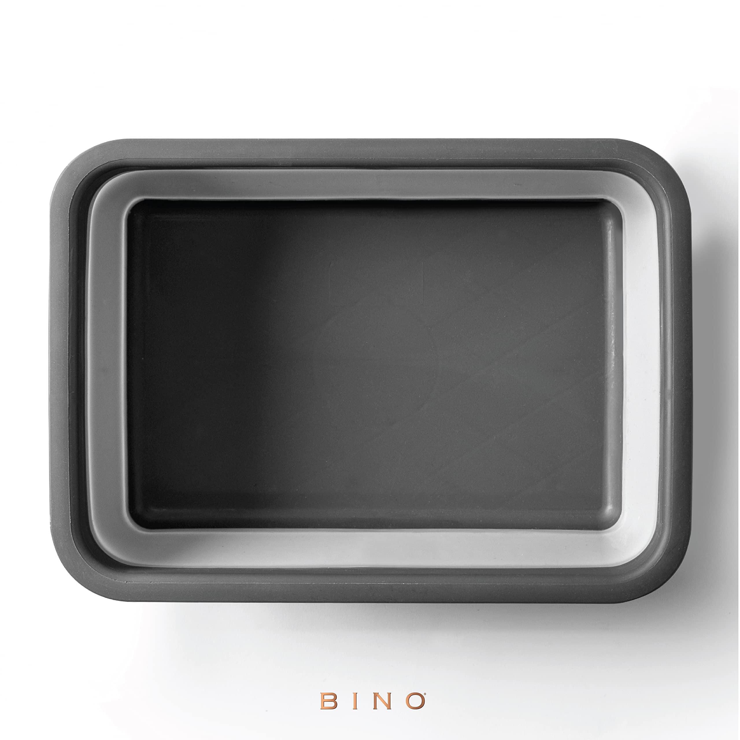 BINO Collapsible Wash Basin - Grey | Portable Dish Tub | Kitchen | Camping | Sink | Home Essentials | Baby Travel | Folding Dish Pan for Maximum Space Saving