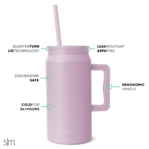 Simple Modern 50 oz Mug Tumbler with Handle and Straw Lid | Reusable Insulated Stainless Steel Large Travel Jug Water Bottle | Gifts for Women Men Him Her | Trek Collection | 50oz | Lavender Mist