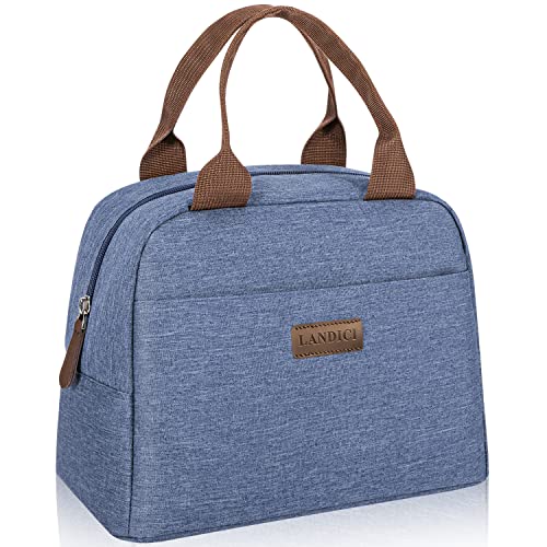 LANDICI Lunch Bag for Women Men Insulated Lunch Box Containers for Adult,Portable Lunchbox Reusable Small Cooler Lunch Tote Bags for Work Office Travel Picnic, Blue