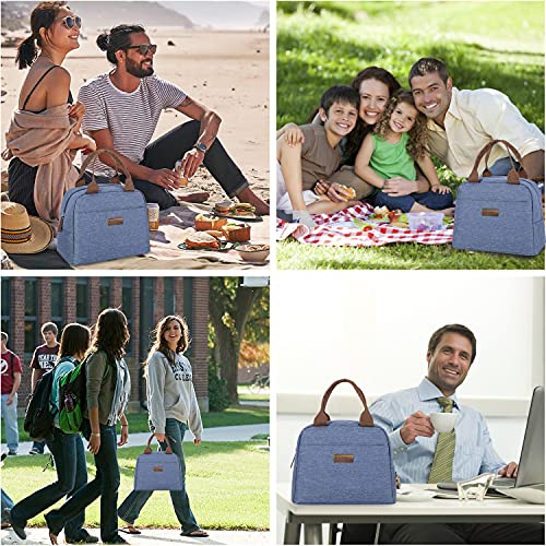 LANDICI Lunch Bag for Women Men Insulated Lunch Box Containers for Adult,Portable Lunchbox Reusable Small Cooler Lunch Tote Bags for Work Office Travel Picnic, Blue