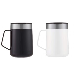 Contigo Streeterville Stainless Steel Travel Mug with Splash-Proof Lid, 14oz(Pack of 2)Vacuum-Insulated Coffee Mug with Handle & Grip Base to Prevent Slipping, Dishwasher Safe, Licorice & Salt