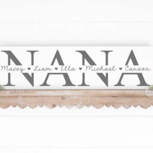 Mother's Day Gift Nana Christmas | Christmas Gift for Grandma | Personalized with YOUR NAMES | CHOOSE COLORS | 20" x 6" Wood Sign