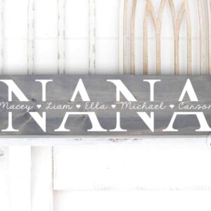 Mother's Day Gift Nana Christmas | Christmas Gift for Grandma | Personalized with YOUR NAMES | CHOOSE COLORS | 20" x 6" Wood Sign