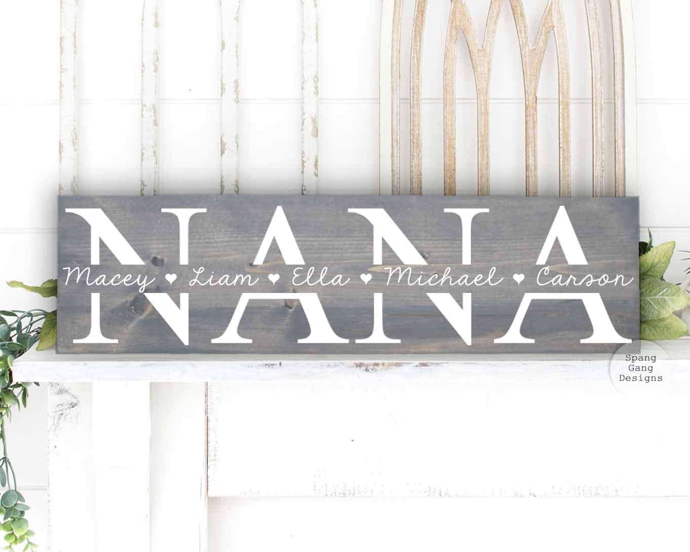 Mother's Day Gift Nana Christmas | Christmas Gift for Grandma | Personalized with YOUR NAMES | CHOOSE COLORS | 20" x 6" Wood Sign