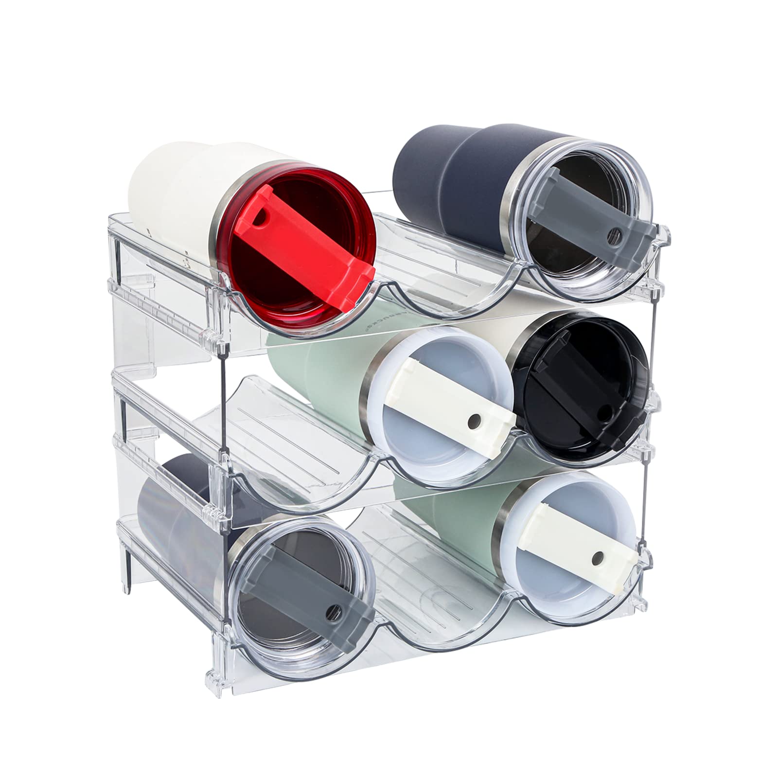 Sisfung Water Bottle Organizer for Cabinet, Water Bottle Storage for Kitchen Organization (2 Tier).