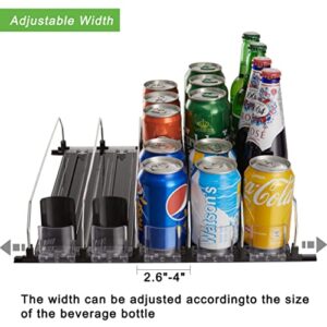 Soda Can Dispenser for Refrigerator with Adjustable Pusher Glide - Perfect for Soda, Beer, and Other Beverages (5 Rows, 15"D)