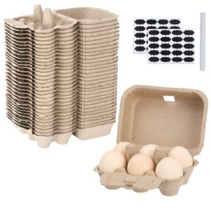 aeimijpq paper egg cartons for chicken eggs, 36 pieces pulp fiber half dozen egg cartons bulk 6 count egg storage containers holder for family farm market fridge storing chicken duck eggs