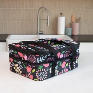 VP Home Double Casserole Insulated Travel Carry Bag (Garden Party) for Trip, Birthday Party, Mother's Day, Holiday, Christmas Day, Grocery Store, Supermarket, Outdoor Picnic etc