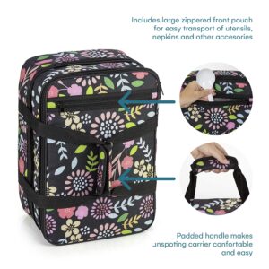 VP Home Double Casserole Insulated Travel Carry Bag (Garden Party) for Trip, Birthday Party, Mother's Day, Holiday, Christmas Day, Grocery Store, Supermarket, Outdoor Picnic etc