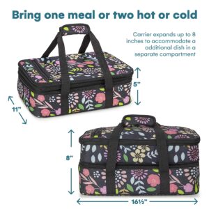 VP Home Double Casserole Insulated Travel Carry Bag (Garden Party) for Trip, Birthday Party, Mother's Day, Holiday, Christmas Day, Grocery Store, Supermarket, Outdoor Picnic etc