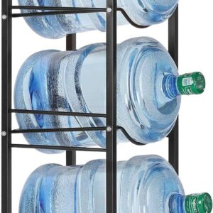 LIANTRAL 5 Gallon Water Jug Holder, 3 Tiers Black Heavy Duty Water Rack Freestanding, Water Bottle Organizer for Home Office