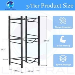 LIANTRAL 5 Gallon Water Jug Holder, 3 Tiers Black Heavy Duty Water Rack Freestanding, Water Bottle Organizer for Home Office