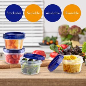 AQUA BLUE Soup Freezer Storage Containers With Twist Top lids [16 Oz - 10 Pack] Reusable Plastic Food Container with Screw On Lids, leak proof, Airtight, Stackable, Microwave Safe BPA Free