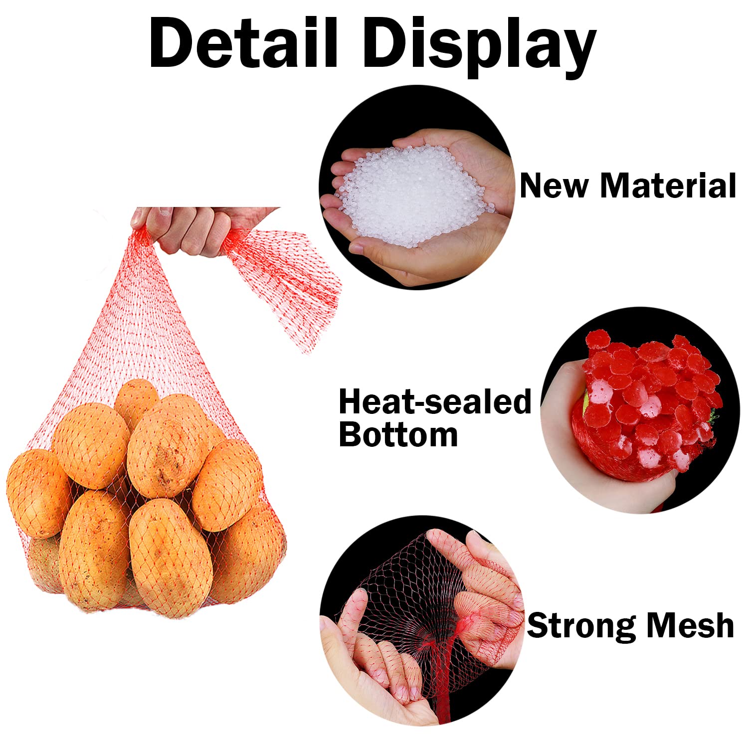 Reusable Produce Mesh Bags, 24 Inch Seafood Boil Bags for Crab Clam Shellfish Crawfish Cooking, Onion Potato Storage Eco-friendly Fruit Vegetable Produce Packaging Supplies Net (100Pcs-Red)