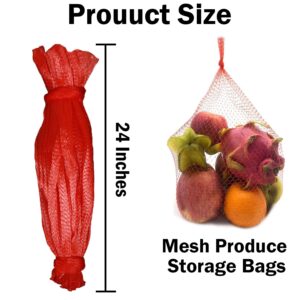 Reusable Produce Mesh Bags, 24 Inch Seafood Boil Bags for Crab Clam Shellfish Crawfish Cooking, Onion Potato Storage Eco-friendly Fruit Vegetable Produce Packaging Supplies Net (100Pcs-Red)