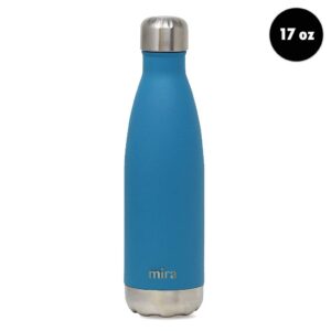 MIRA 17 Oz Stainless Steel Vacuum Insulated Water Bottle - Double Walled Cola Shape Thermos - 24 Hours Cold, 12 Hours Hot - Reusable Metal Water Bottle - Leak-Proof Sports Flask - Hawaiian Blue