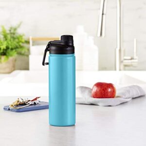 Amazon Basics Stainless Steel Insulated Water Bottle with Spout Lid – 20-Ounce, Teal