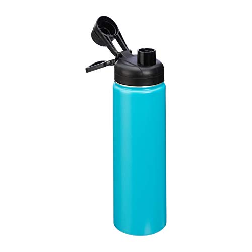 Amazon Basics Stainless Steel Insulated Water Bottle with Spout Lid – 20-Ounce, Teal