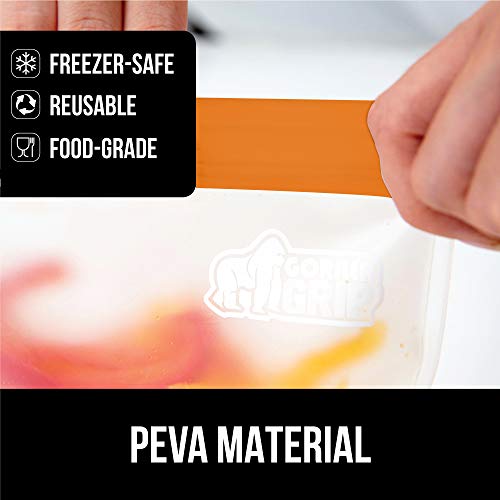 Gorilla Grip Reusable, Leakproof Secure Zip Freezer Safe, Food Grade PEVA Food Storage Bags, Lunch Storage Produce, School, Work, Snack, Sandwich