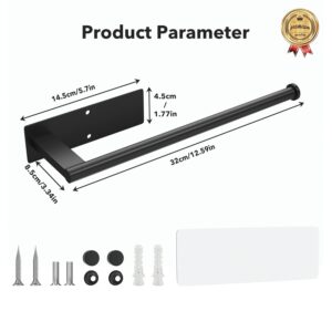 Paper Towel Holder Under Cabinet - Stainless Steel Paper Towel Holder Wall Mount, Self-Adhesive or Drilling, Matte Black Towel Rack for Kitchen Organization and Storage, Kitchen Paper Roll Holder