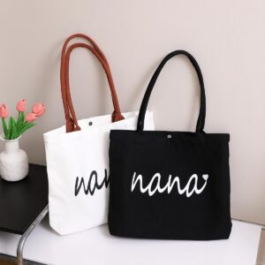 D DASAWAN Canvas Nana Tote Bag - Reusable Grocery Bag for Mother’s Day,Grandma Birthday Gifts,Shopping,Travel