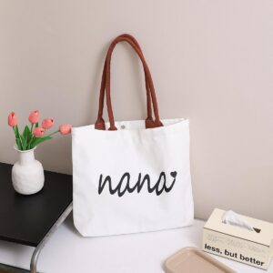 D DASAWAN Canvas Nana Tote Bag - Reusable Grocery Bag for Mother’s Day,Grandma Birthday Gifts,Shopping,Travel