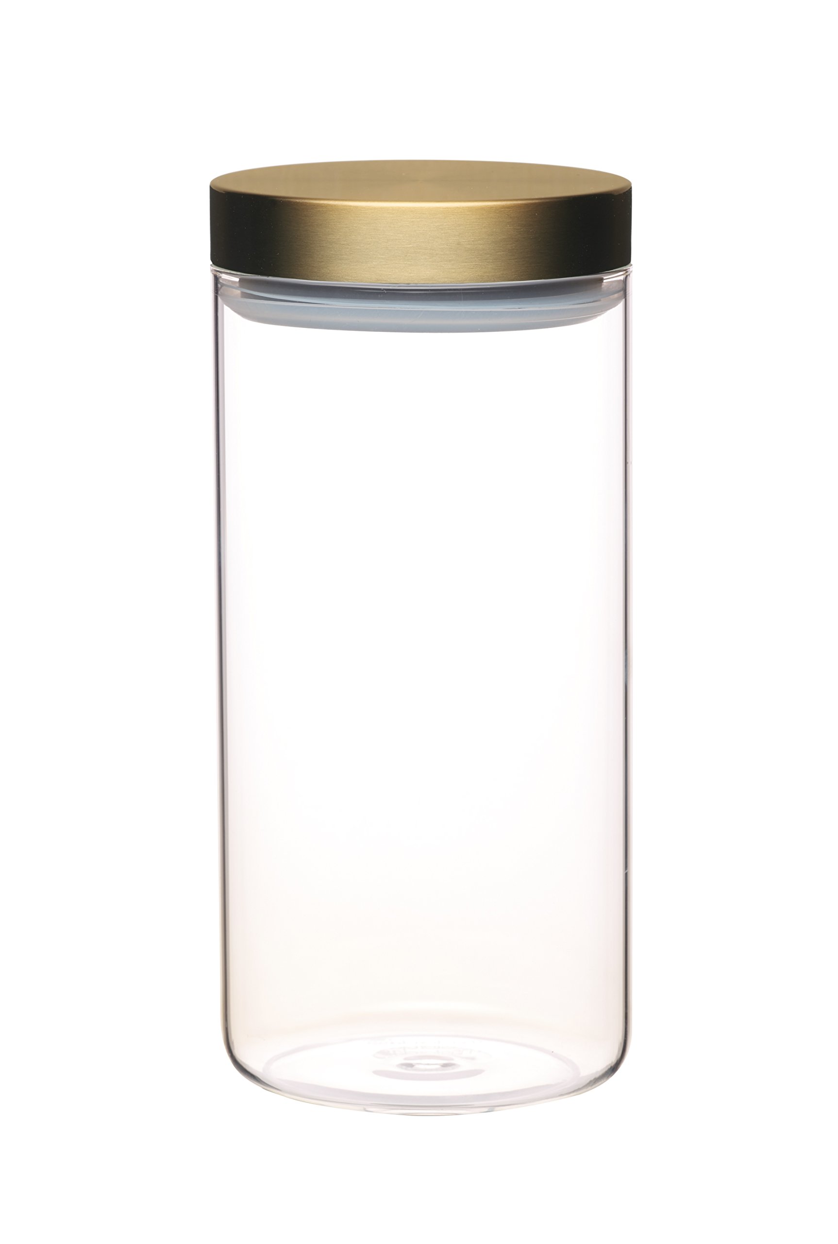 MasterClass KitchenCraft Airtight Glass Food Storage Jar with Brass Lid, Transparent, 1.5 L (2.75 Pints)