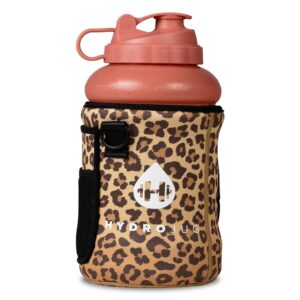 hydrojug half gallon (64oz) water bottle, sleeve, and straw bundle - leakproof, durable jug w/pocketed insuator sleeve & shoulder strap - great for on-the-go hydration - dishwasher safe, bpa free