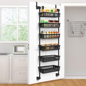 ubooop over the door organizer, 6-tier mesh basket hanging & wall mounted for pantry, spice rack with 6 adjustable baskets pefect for kitchen, bathroom, bedroom