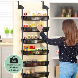 Ubooop Over the Door Organizer, 6-Tier Mesh Basket Hanging & Wall Mounted for Pantry, Spice Rack with 6 Adjustable Baskets pefect for Kitchen, Bathroom, Bedroom