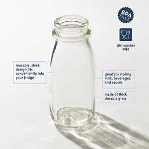 kitchentoolz 12 Oz Square Glass Milk Bottle with Lids- Perfect Milk Container for Refrigerator - 12 Ounce Glass Milk Bottle with Tamper Proof Lid and Pour Spout - Pack of 1