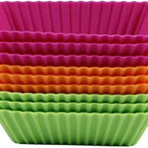 Webake Rectangular Jumbo Cupcake Liners, 4.3 Inch Silicone Baking Cups Reusable Muffin Cups Nonstick Mini Loaf Pan (Pack of 12)