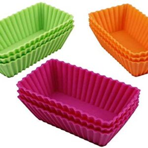 Webake Rectangular Jumbo Cupcake Liners, 4.3 Inch Silicone Baking Cups Reusable Muffin Cups Nonstick Mini Loaf Pan (Pack of 12)