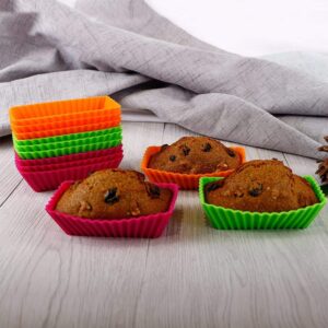 Webake Rectangular Jumbo Cupcake Liners, 4.3 Inch Silicone Baking Cups Reusable Muffin Cups Nonstick Mini Loaf Pan (Pack of 12)