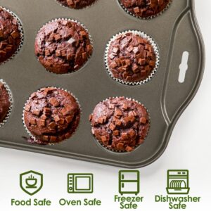 Cyimi Mini Muffin Pan 12 Cup with Removable Bottom,Nonstick Cupcake Pans for Baking,Mini Muffin Cheesecake Tin for Oven, 12 Cavity Premium Carbon Steel Bakeware for Bite Size Tarts