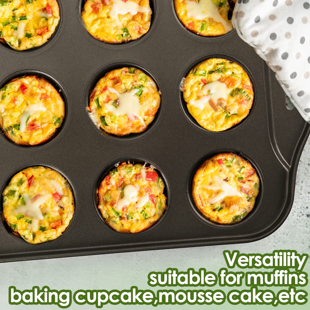 Cyimi Mini Muffin Pan 12 Cup with Removable Bottom,Nonstick Cupcake Pans for Baking,Mini Muffin Cheesecake Tin for Oven, 12 Cavity Premium Carbon Steel Bakeware for Bite Size Tarts