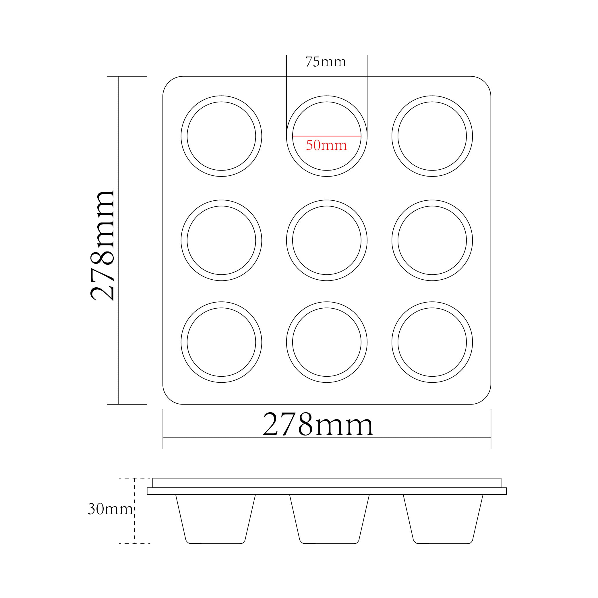 For Bake Carbon Steel Nonstick Bakeware Muffin Pan (9-Cup)