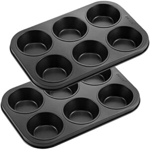 chefmade muffin cake pan, nonstick 6 cavity cupcake pan for baking, set of 2