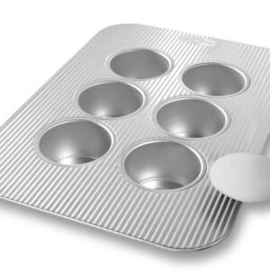 USA Pan Bakeware Mini Cheesecake Pan with Removable Bottom, 6 Well, Nonstick & Quick Release Coating, Made in the USA from Aluminized Steel