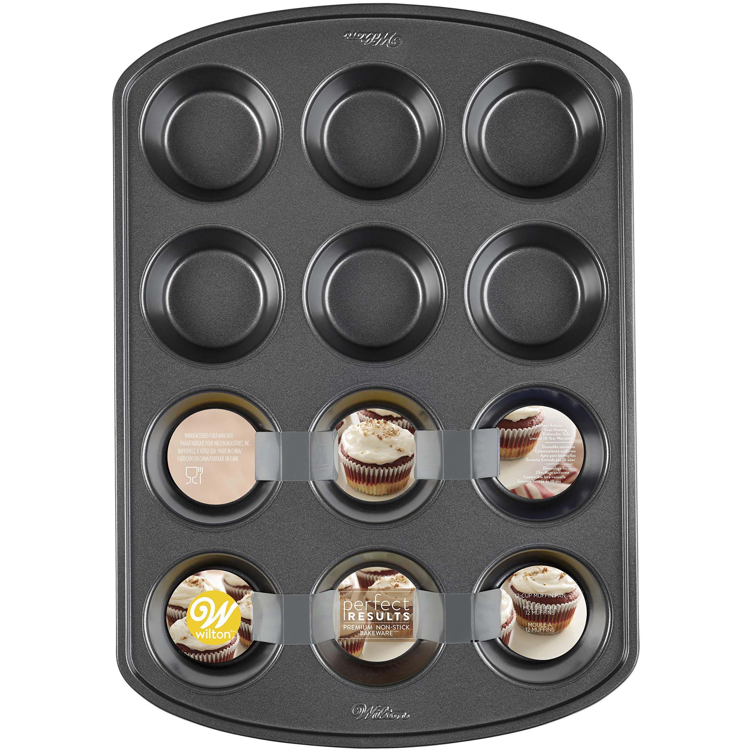 Wilton 9-Inch Steel Round Fluted Tube Cake Pan, Non-Stick, 12-Cup, Black