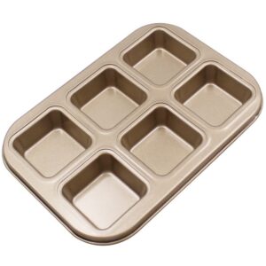 xzjmy bun pan,muffin pan,mini square cake pan,6 cup non-stick cupcake baking pan for making muffins or cupcakes (6 cavity)