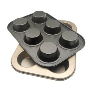 Bakehope Muffin Tins 6-Cups Nonstick Carbon Steel Standard Cupcake Pans, Set of 2