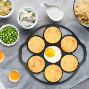 PROKITCHEN Cast Iron Muffin Tin,Cast Iron Cupcake Pan for Baking Biscuits, 7 part - bonus 2 Mini Oven Gloves